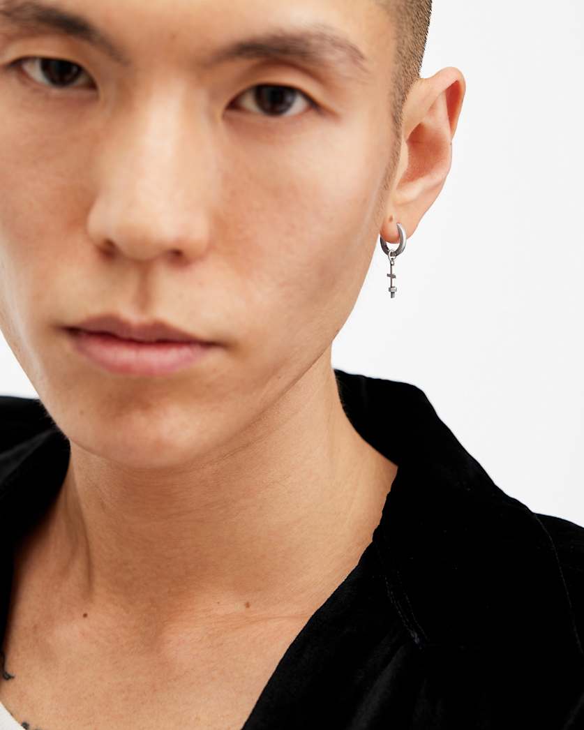 Jude Cross Hoop Earring WARM SILVER | ALLSAINTS US
